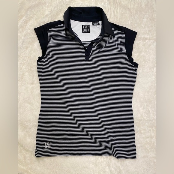 Kate Lord | Tops | Kate Lord Golf Shirt Black Stripes Womens Small ...